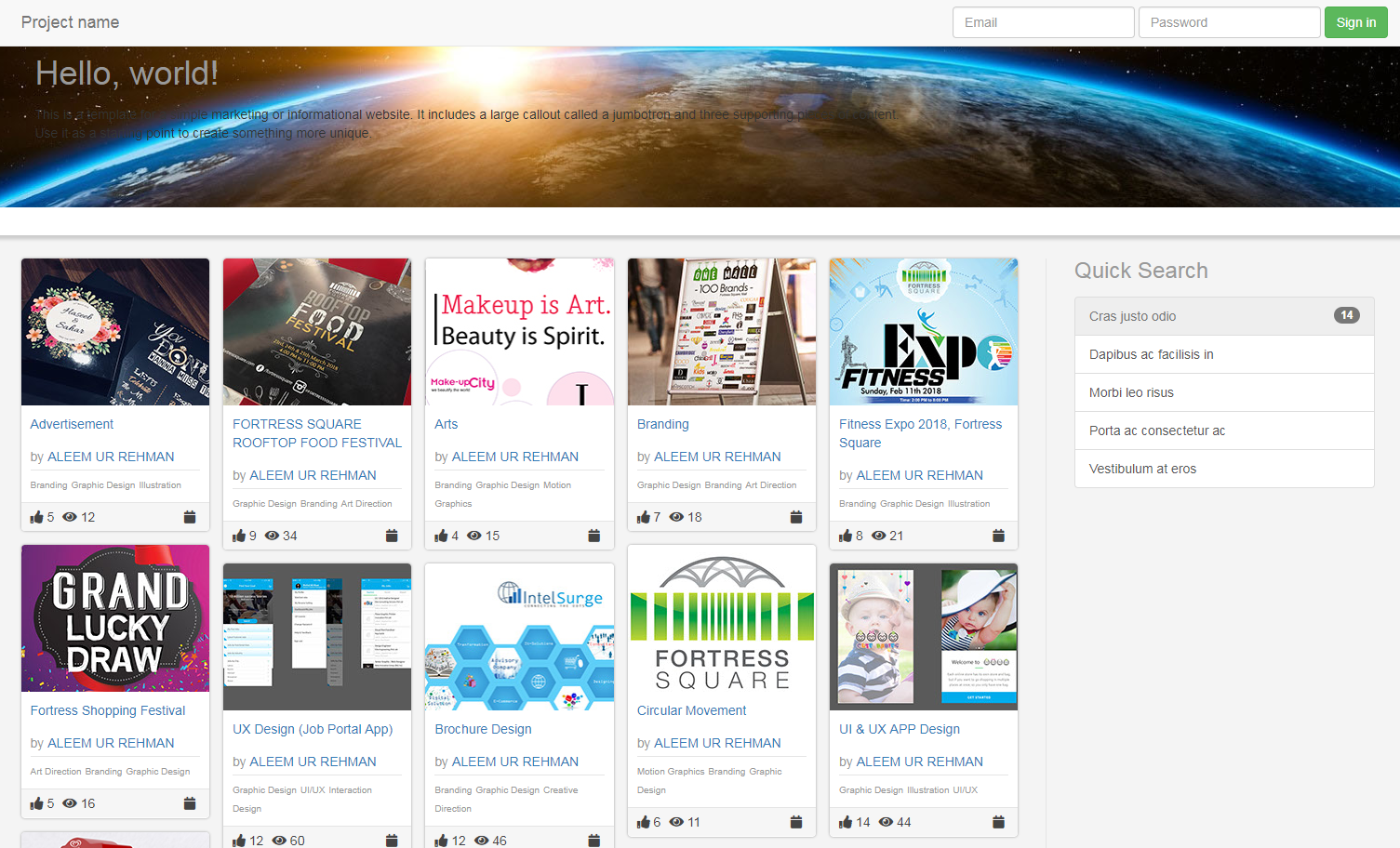 Behance API With Bootstrap using PHP